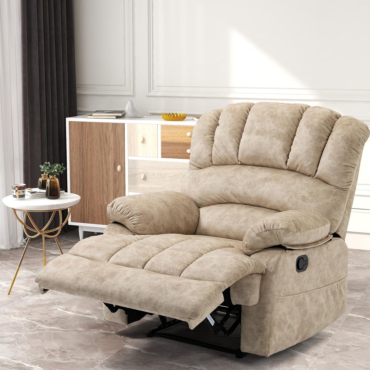 Amazon.com: ROCKINGRUN Manual Recliner Chair,Comfy Wide Push Back ...