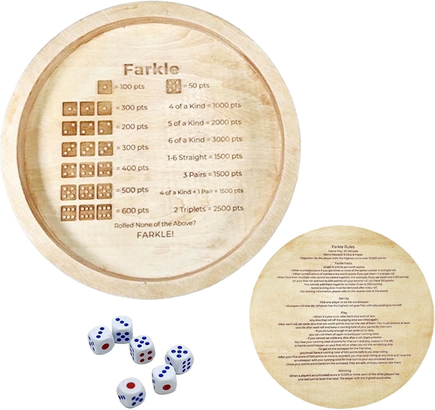 Farkle Classic Dice Game | Farkle Dice Games with Wooden Tray | Funny ...