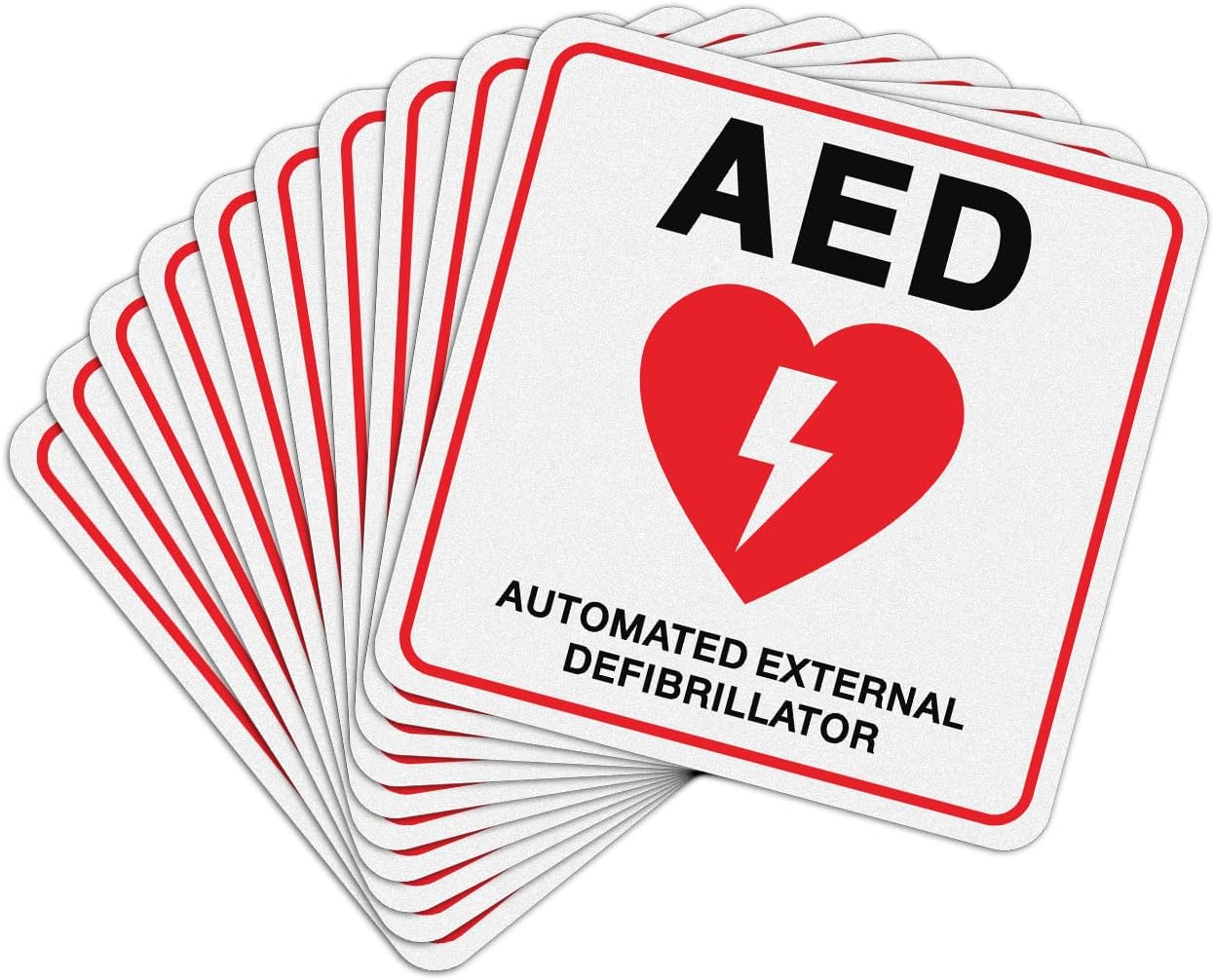 Amazon.com : T&R AED Stickers - 10 Pack - 5 x 5 Inches Reflective Label ...