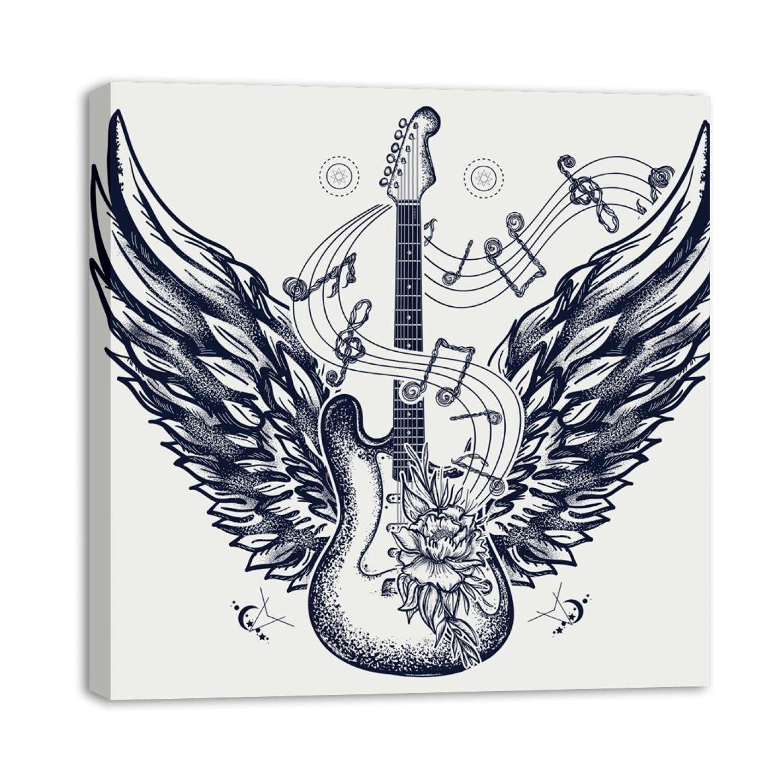 Guitar And Roses Drawings