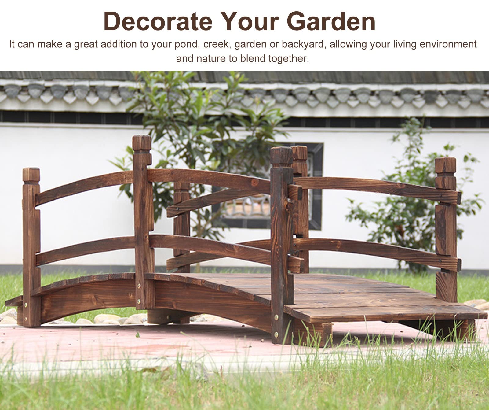 Metal Yard Arch Bridge 8ft With Side Rails 8ft Metal Garden Bridge With ...