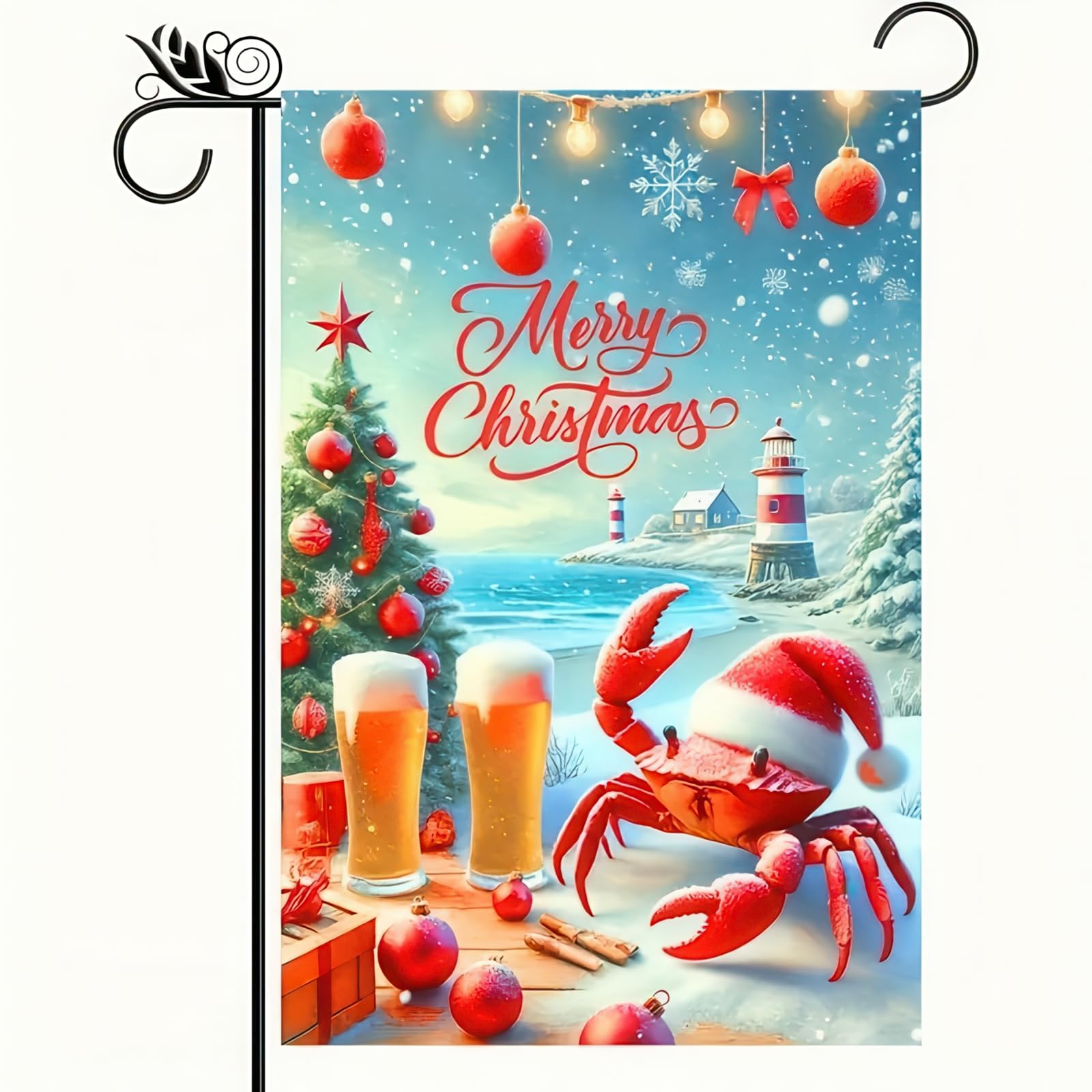 Amazon.com : BlissYard Merry Christmas Garden flag 12x 18 Double Sided ...