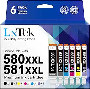 LxTek Compatible Ink Cartridge Replacement for Canon PGI-580 XXL CLI-581 XXL for Pixma TS8150 ...