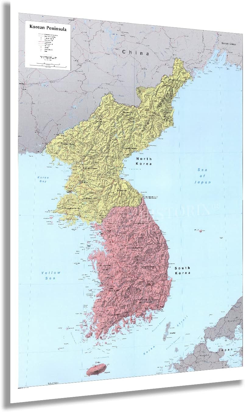 Amazon.com: HISTORIX Vintage 1986 Korean Peninsula Map - 24x36Inch ...