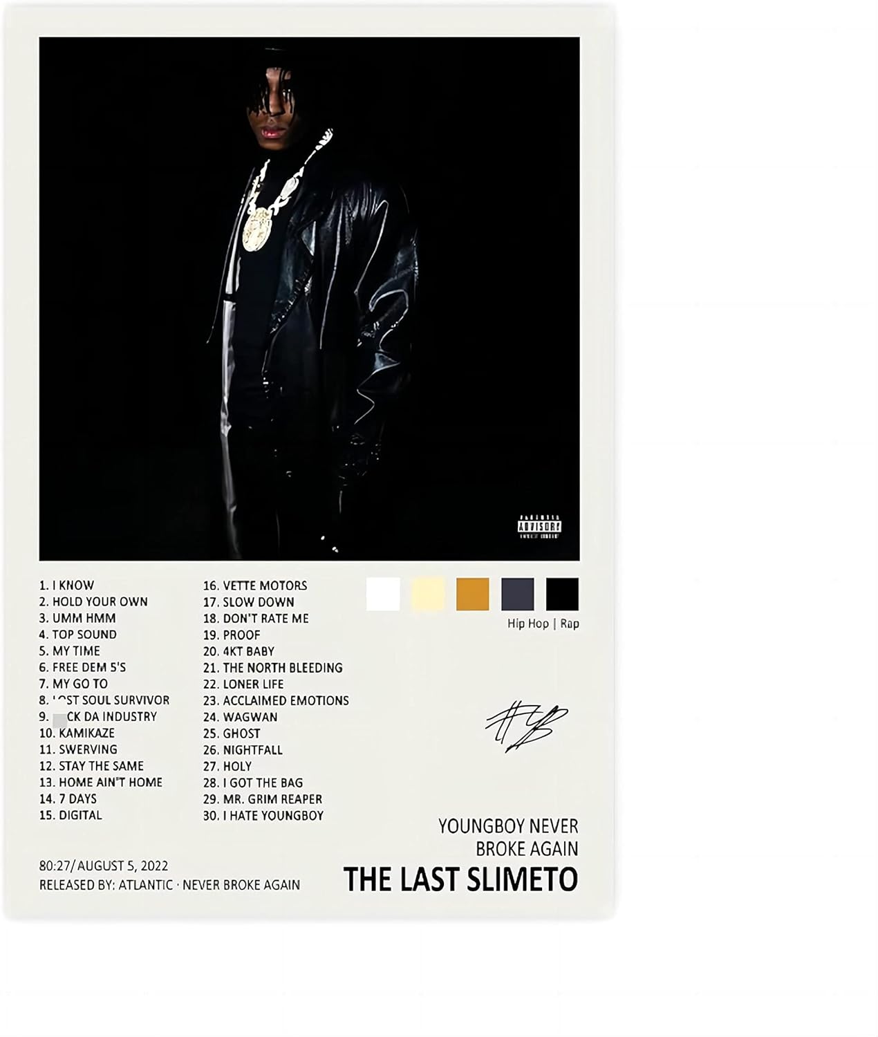 Amazon.com: TOBIANG Youngboy Poster The Last Slimeto Music Album Cover ...