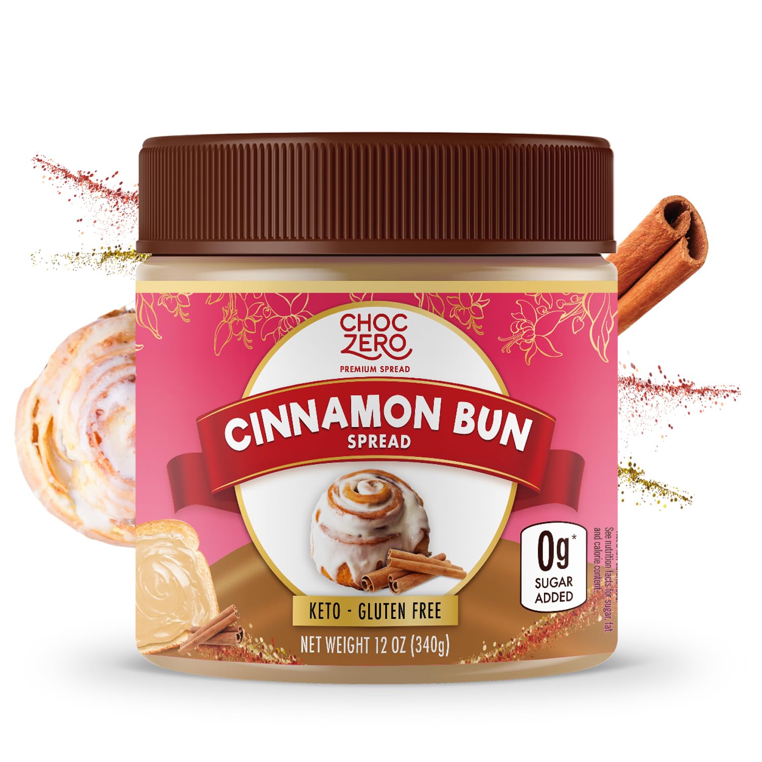 Amazon.com : ChocZero Cinnamon Bun Spread, No Added Sugar, High Fiber ...