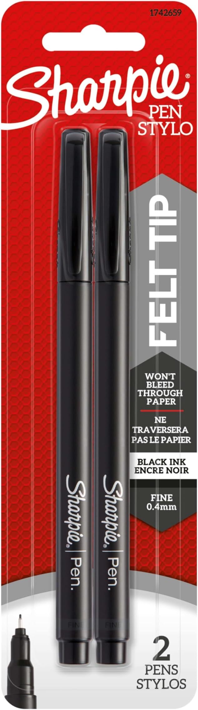 Sharpie Pens, Felt Tip, Fine Point (0.4 mm), Black, 2 Count : Amazon.ca ...