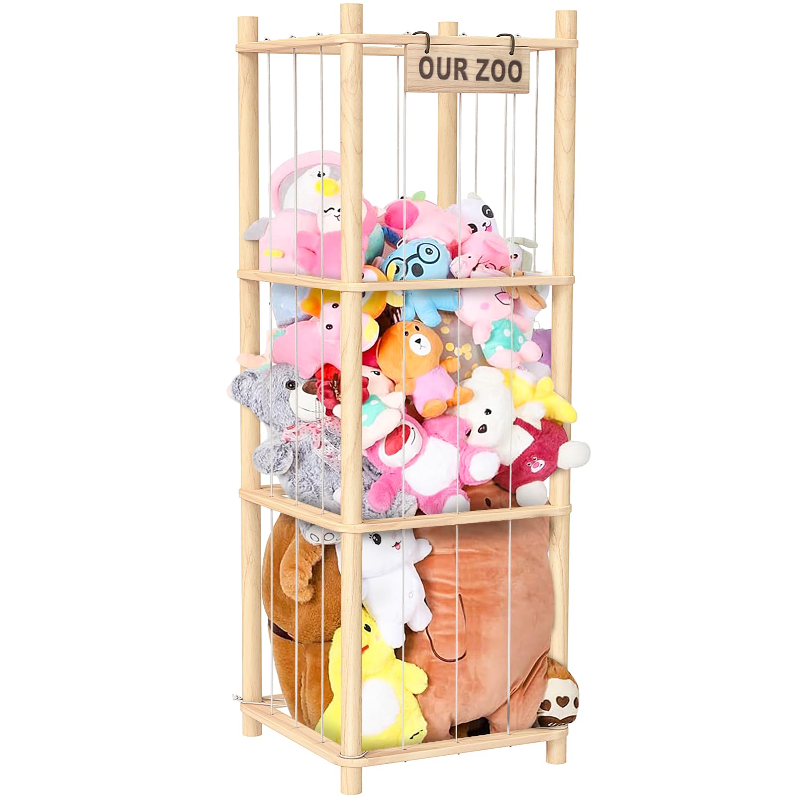 Amazon.com: Woodure Stuffed Animal Toy Storage Organizer, Wooden ...