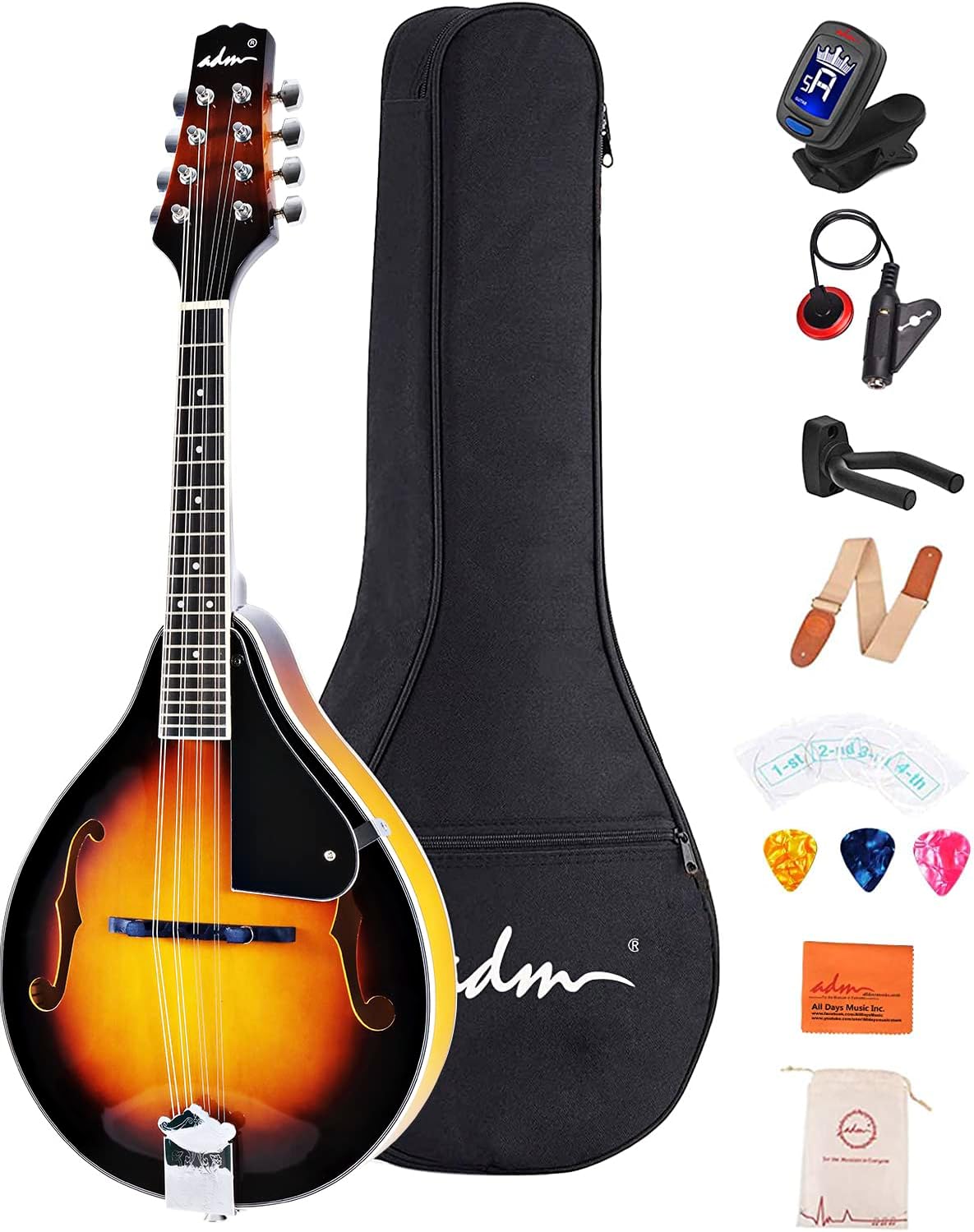 Amazon.com: Donner A Style Mandolin Instrument Sunburst Beginner Adult ...