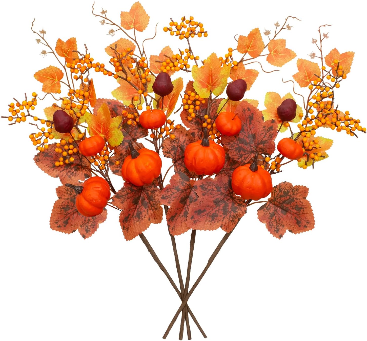 Amazon.com: 3 Pcs Fall Floral Picks Artificial White Pumpkin Maple Leaf ...