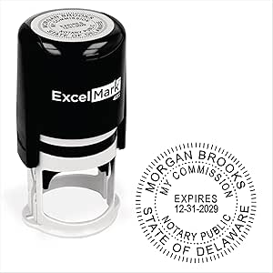 Amazon.com : ExcelMark A-43 Self-Inking Round Rubber Notary Stamp - State of Delaware : Office ...