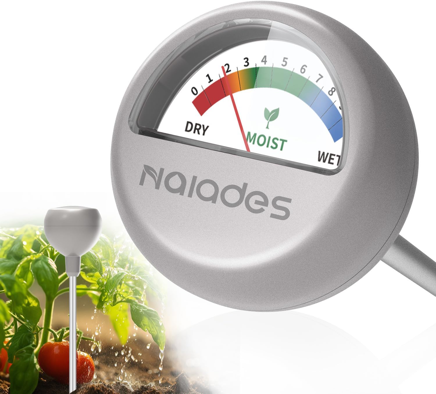 Amazon.com: Naiades Soil Moisture Meter, Silver Plant Water Monitor ...