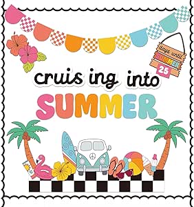 Amazon.com: JarThenaAMCS 78Pcs Retro Summer Beach Bulletin Board Decor ...