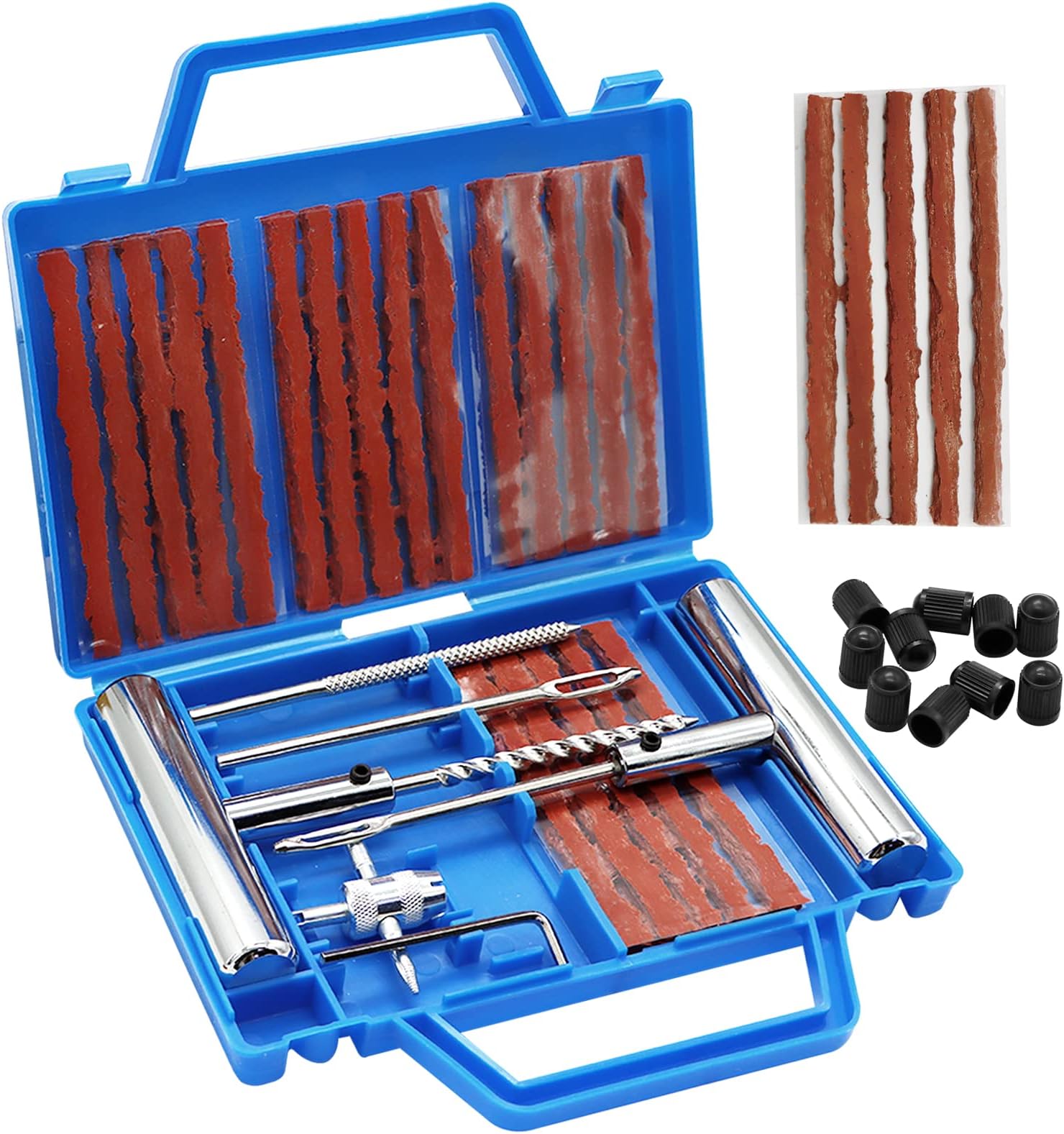 QISF Tubeless Tyre Puncture Repair Kit - 67 Pcs Flat Tyre Plug Tools ...