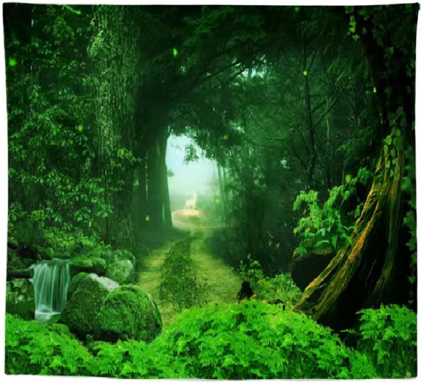 Amazon.com: Yestic Dream Forest Tapestry Fog Forest Green Tree Tapestry ...
