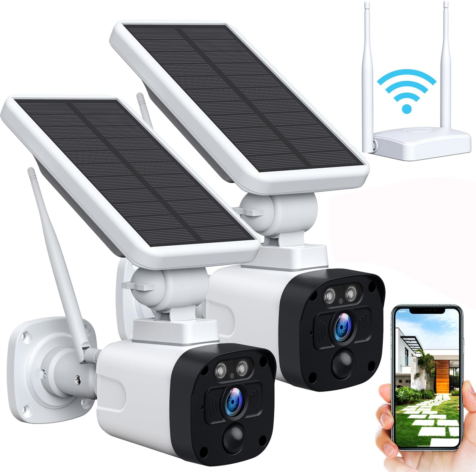 Amazon.com : JCNART Solar Security Camera System Wireless Outdoor for ...