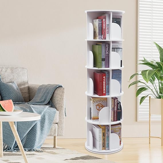 Amazon.com: 5 Tier Rotating Bookshelf Tower,Spinning Bookcase,Revolving ...