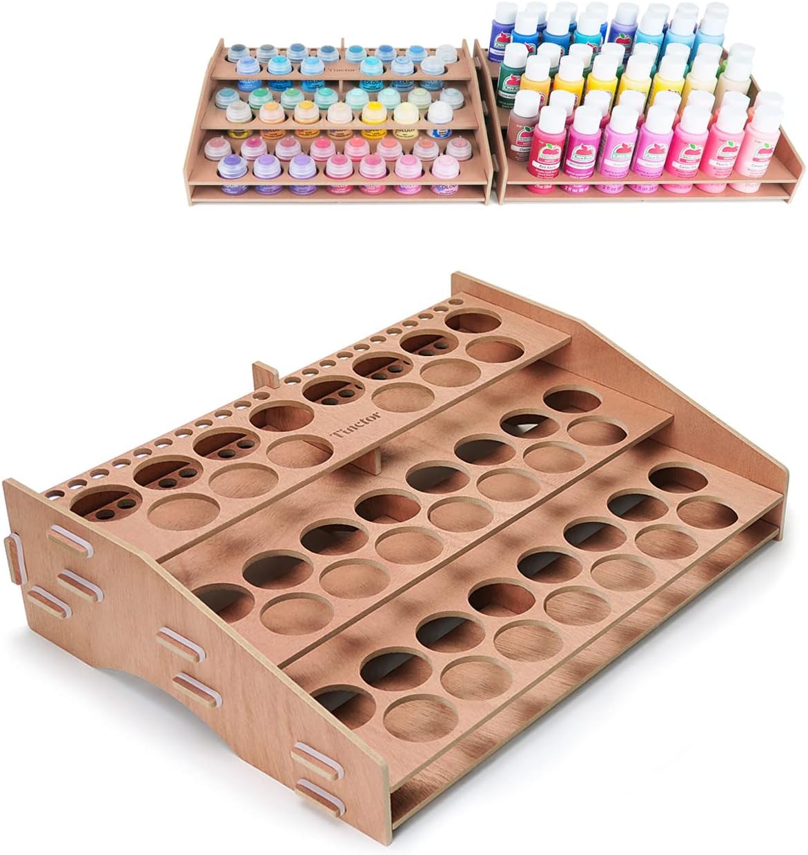 Amazon.com: tinctor Wooden Paint Organizer & Paint Brush Holder, for 44 ...