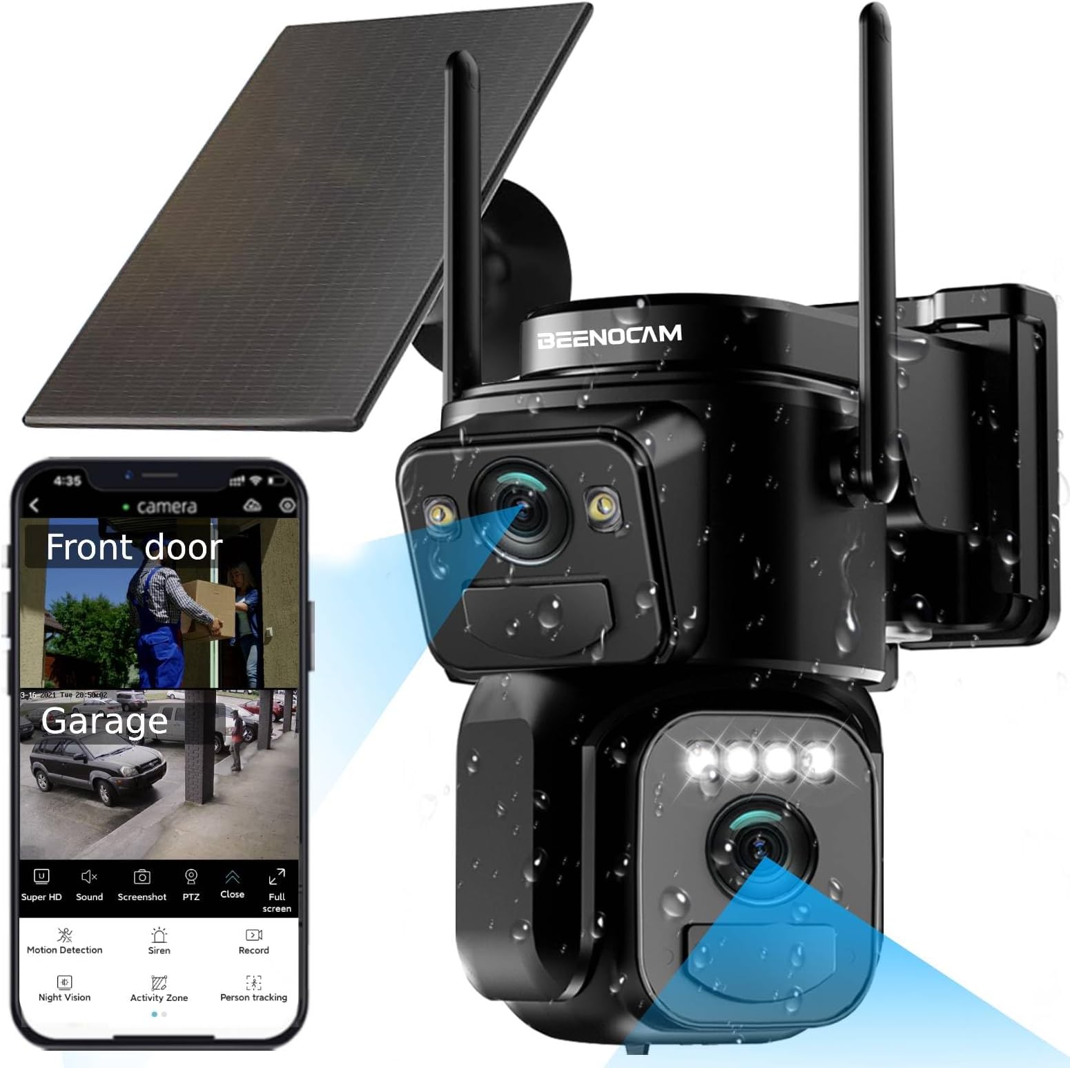 Amazon.com : BEENOCAM Dual Lens 4K Solar Security Camera Wireless ...