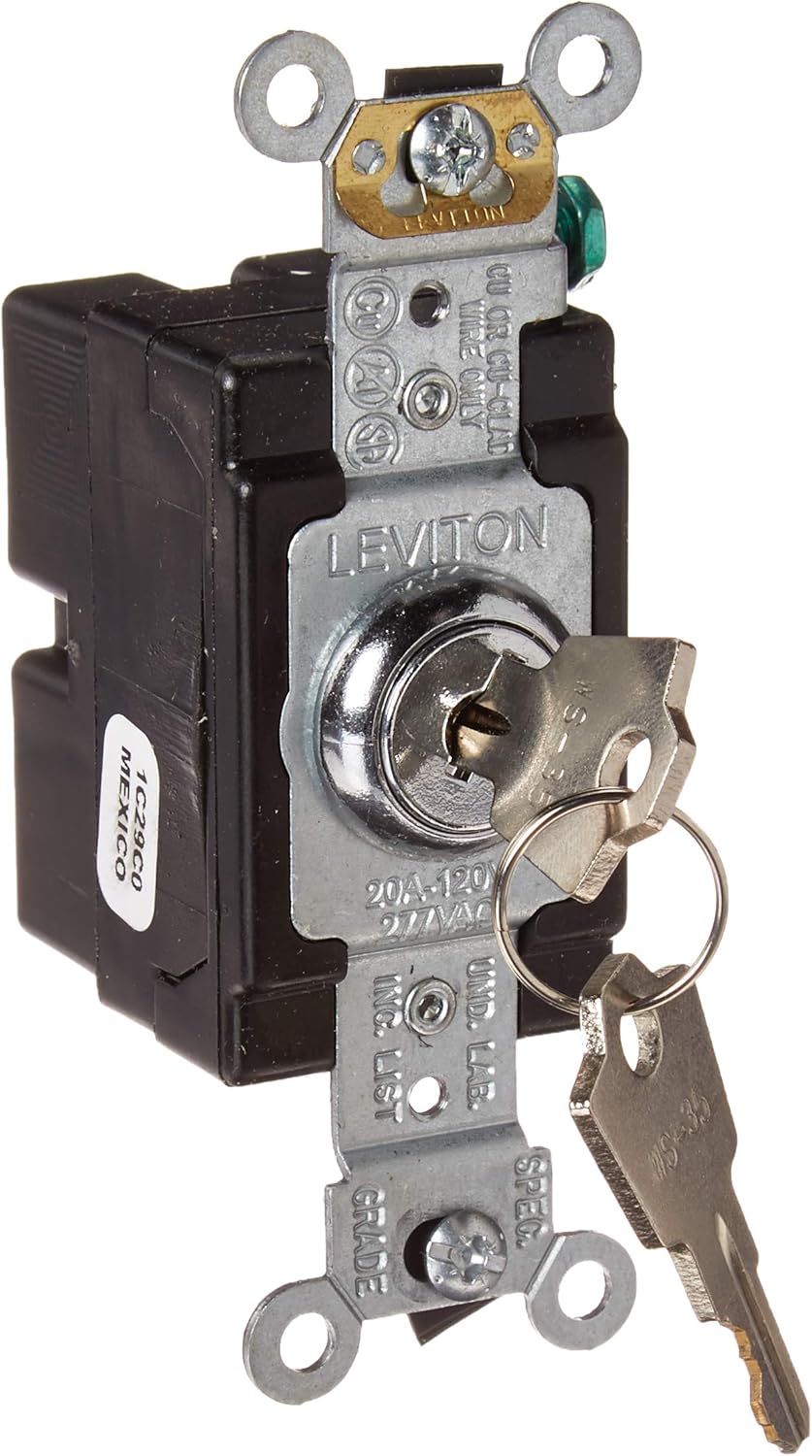 Leviton Quiet Switch, 20 Amp, 120/277 Volt, Key Locking, Single-Pole ...