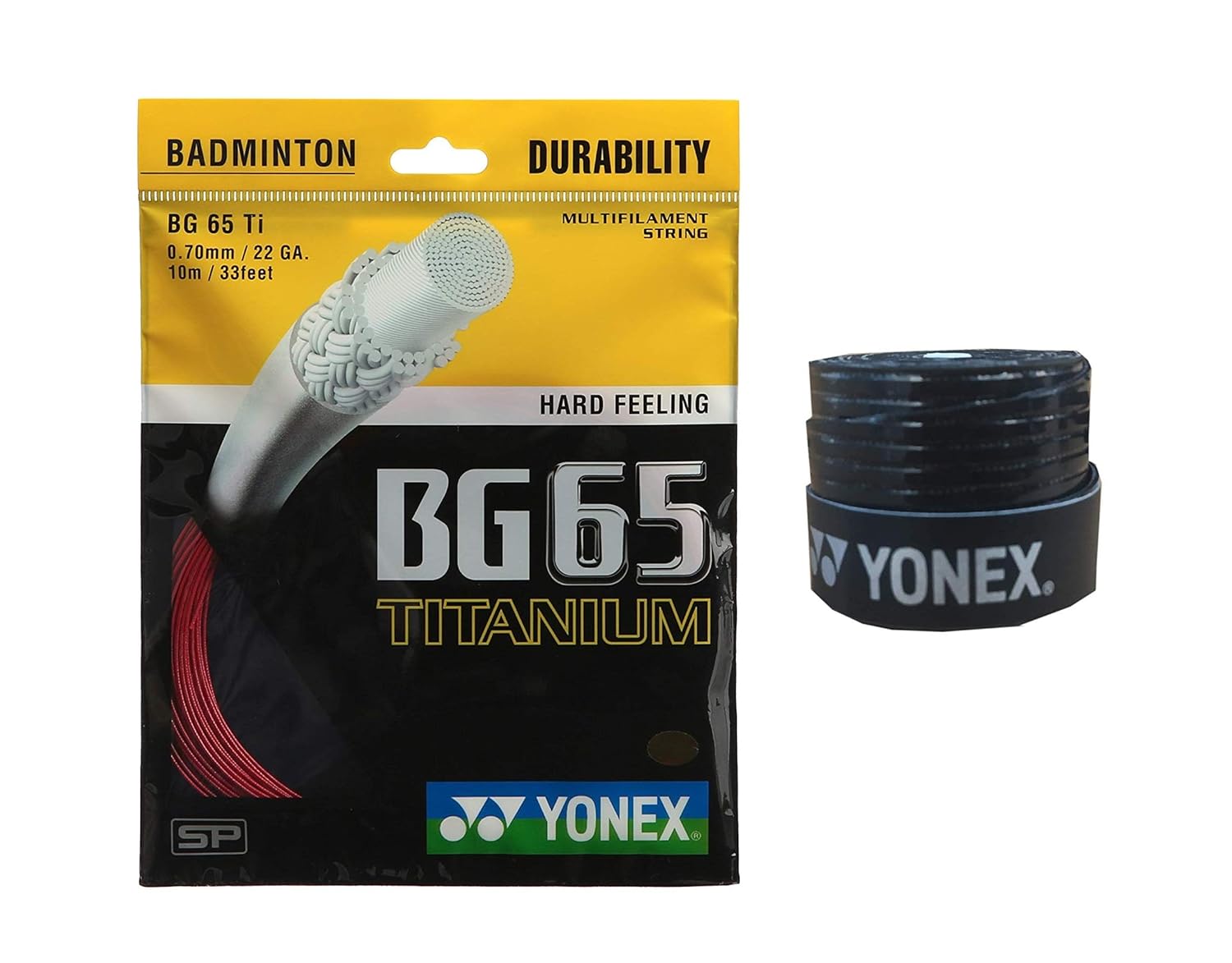 Buy Yonex BG 65 Titanium Badminton Strings & Yonex Grip (Red) Online at ...