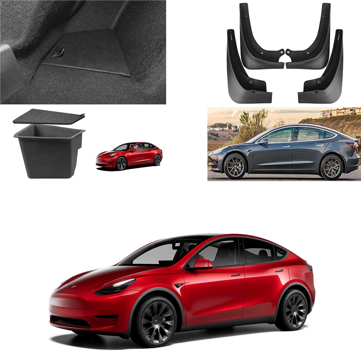 Amazon.com: BASENOR Tesla Model 3 Trunk Organizer and Tesla Model 3 Mud ...