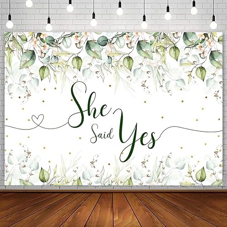 Amazon.com : Allenjoy 7x5ft Bridal Shower Floral Wood Backdrop She Said ...