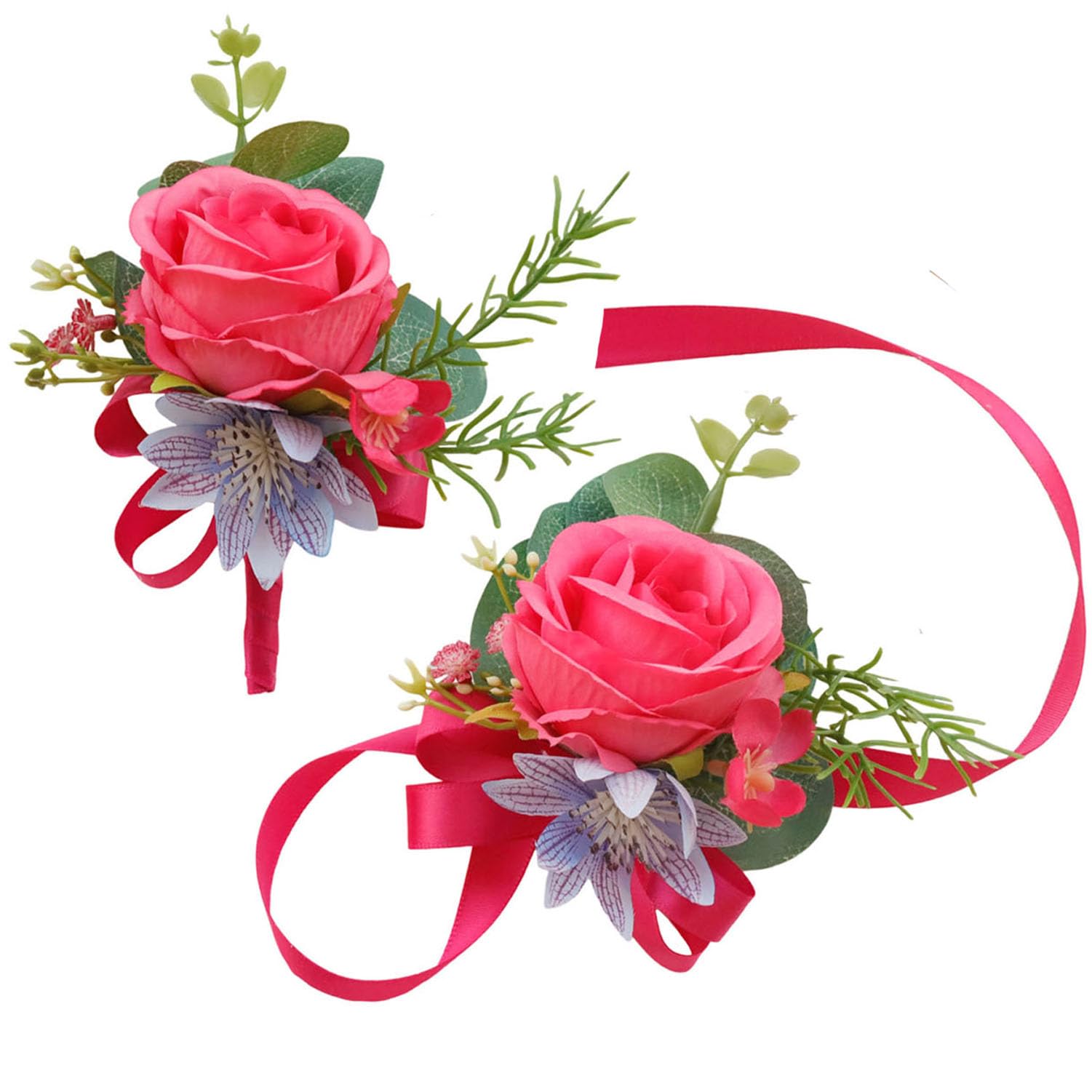 Amazon.com: MAFELOE 2 Pieces Artificial Rose Wrist Corsage and ...