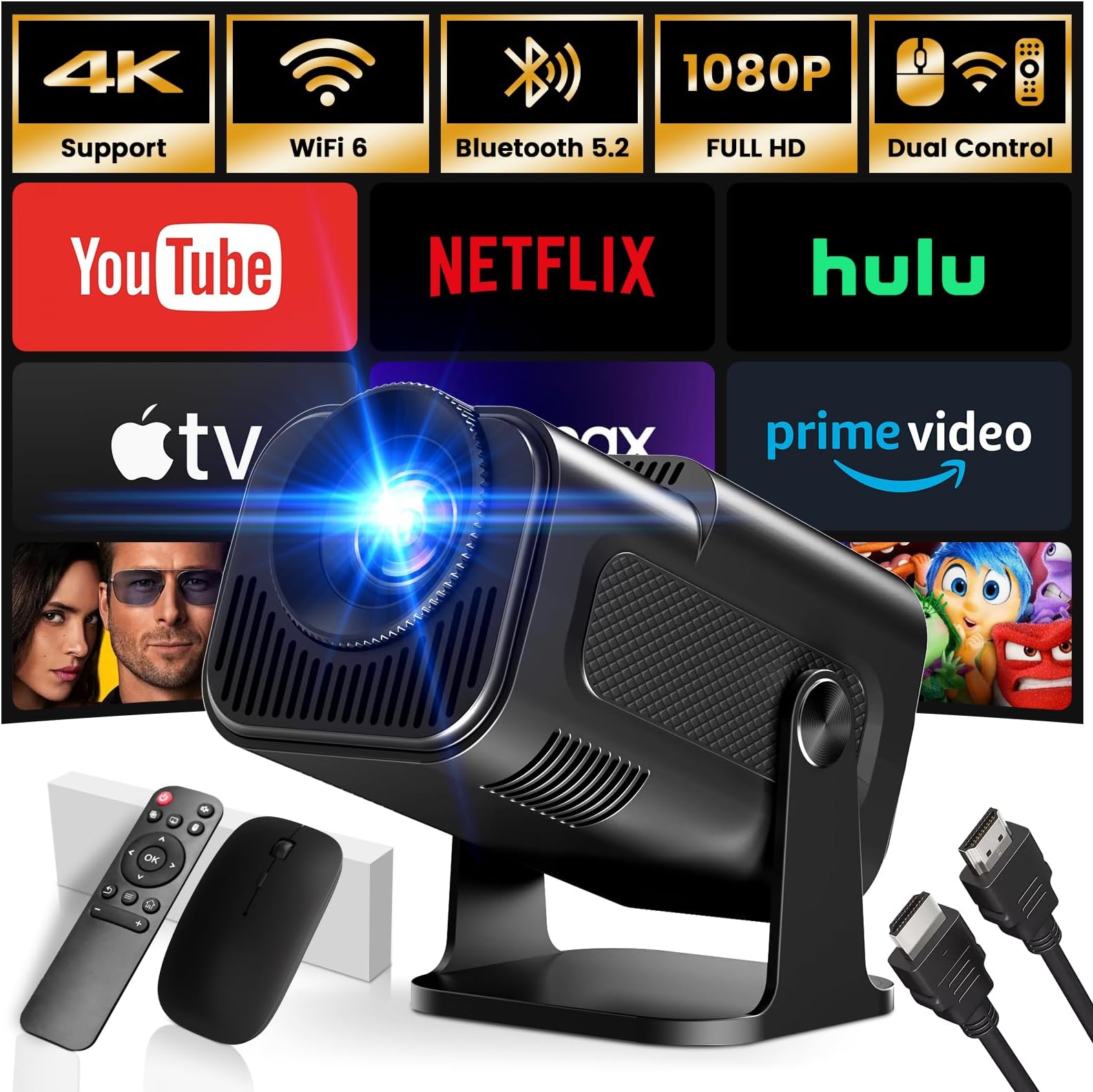 Amazon.com: [Built-in App] Mini Projector 1920*1080P 4K Support ...