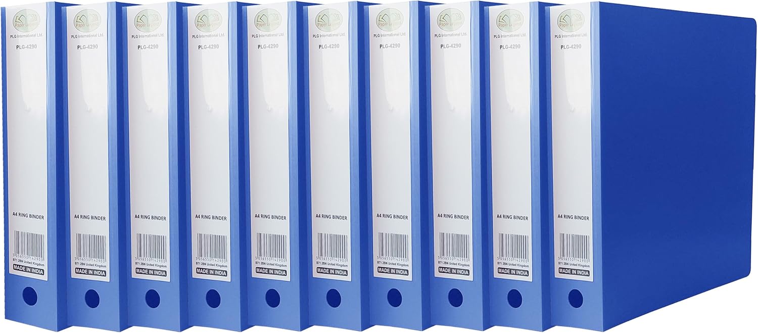 (Pack of 10) - A4 Premium Ring Binder Folders 2-O Metal Ring Mechanism ...