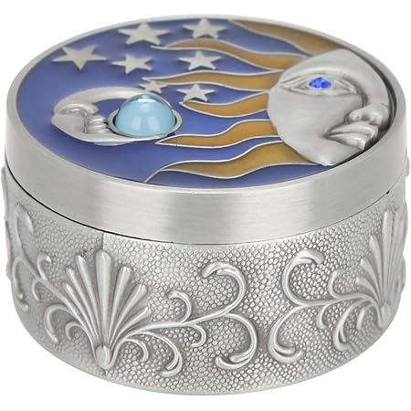 Crescent Moon and Stars Wooden Jewelry Box + Free Shipping
