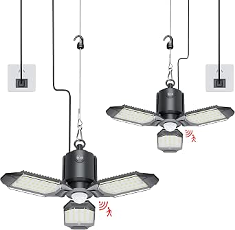 Craftersmark Motion Sensor Garage Light Plug in, 8000LM Shop Light 3 ...