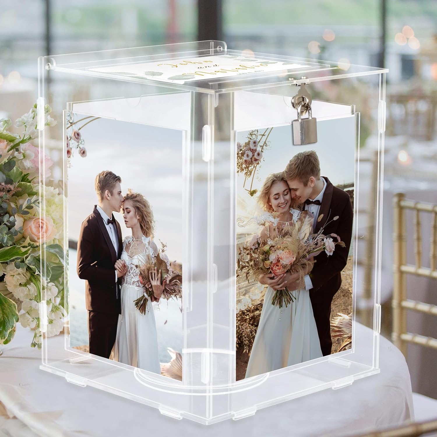 Amazon.com: CYAOOI Acrylic Wedding Card Box with Picture Frame, Clear ...