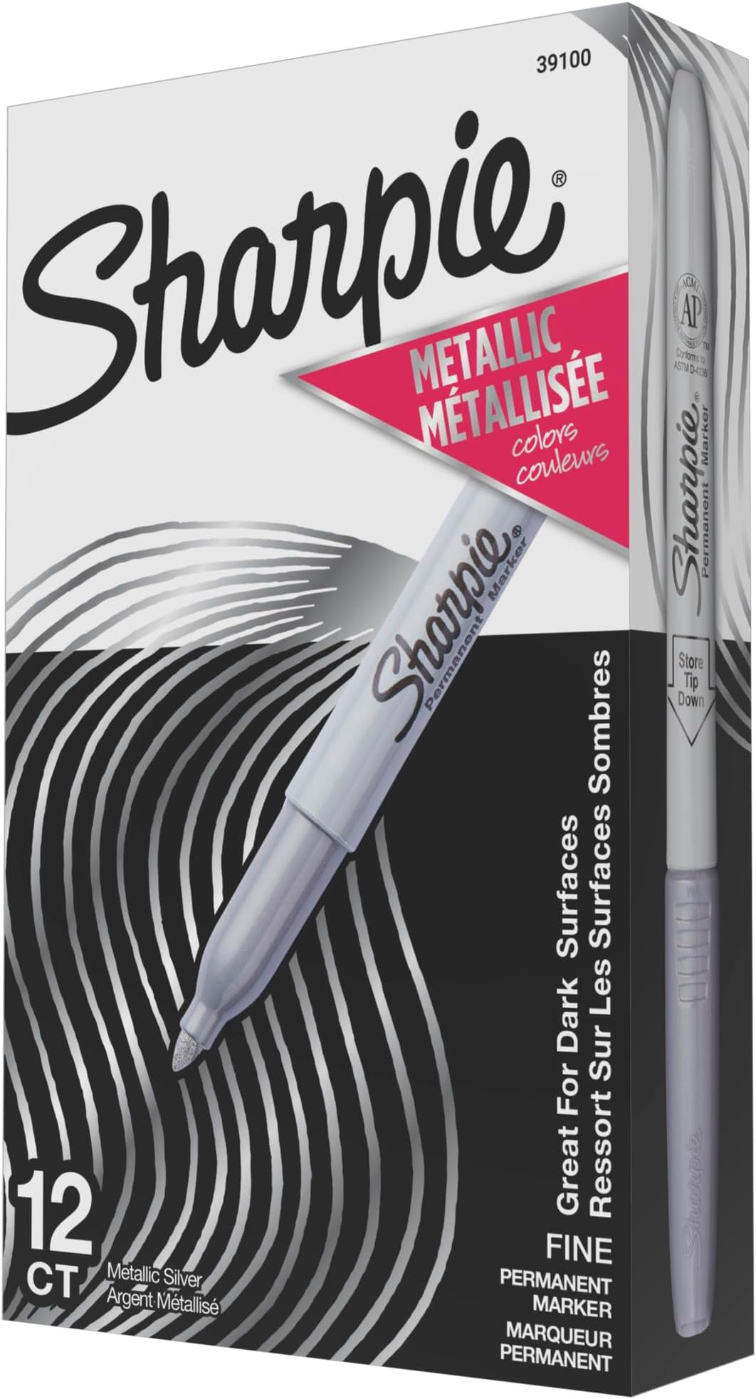 Sharpie Metallic Permanent Markers, Fine Point, Silver, 12 Count ...