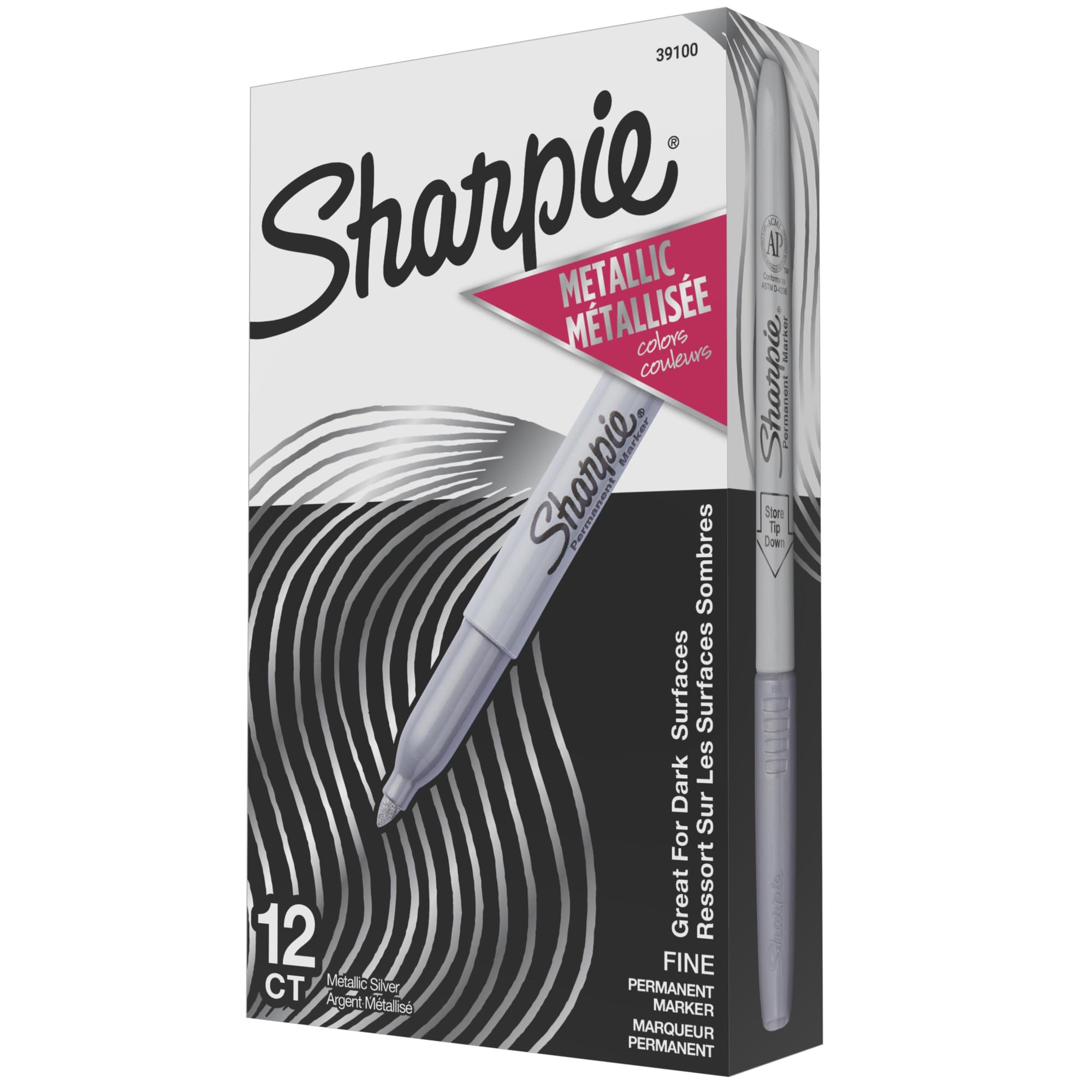 Sharpie Metallic Permanent Markers, Fine Point, Silver, 12 Count ...