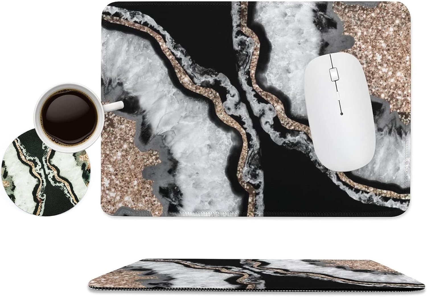 Amazon.com: Black Gold Mrable Print Mouse Pad & Coaster Set for Women ...