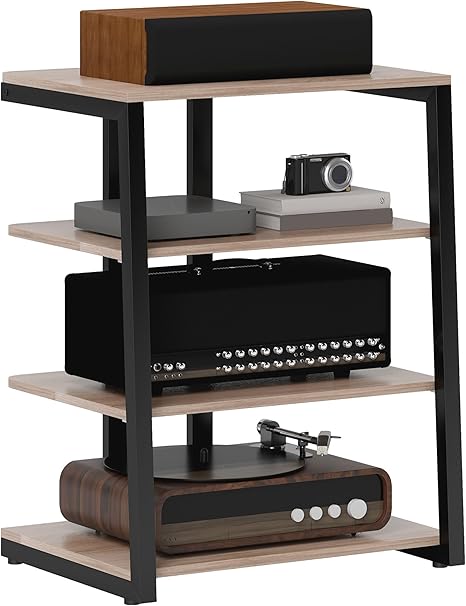 HOMCOM HiFi Stand, 4-Tier Media Storage Shelf with Adjustable Shelves ...