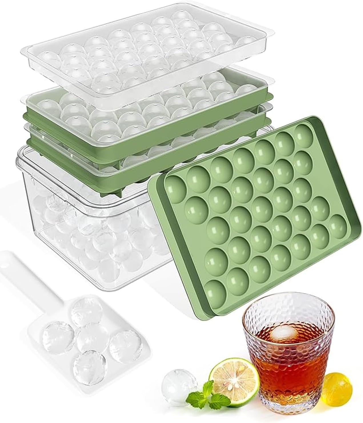 Amazon.com: VLM Ice Cube Tray with Lid and Bin, Pack of 4 Silicone Ice ...