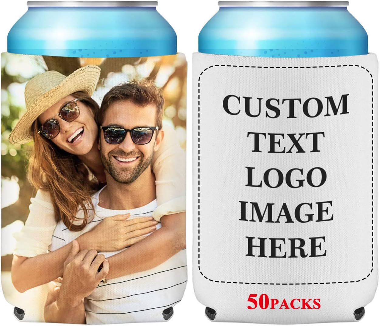 Amazon.com: 50 Pack Custom Beer Can Coolers Sleeves Bulk Personalized ...