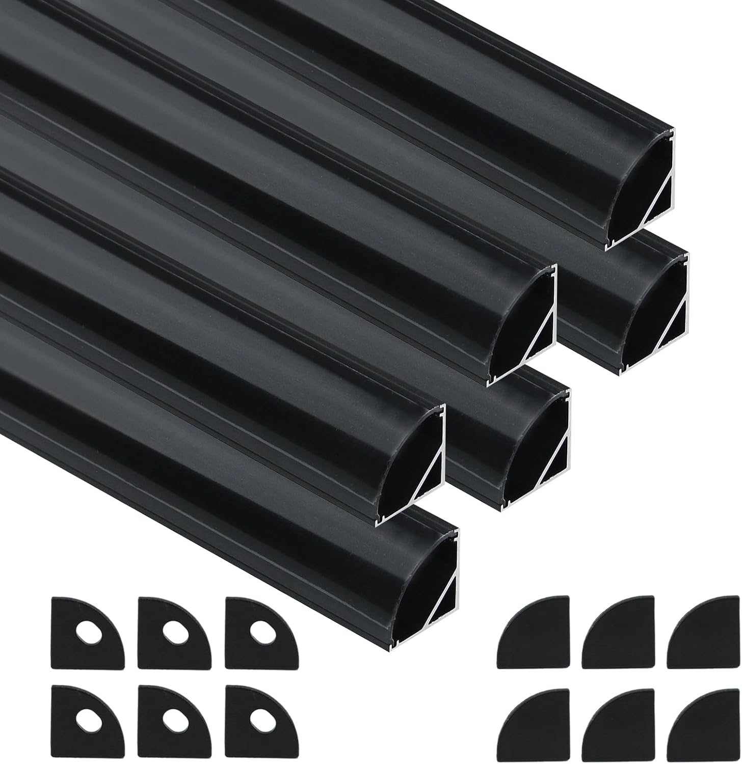 Antrader 6-Pack 3.3FT/1M Black LED Channel System with Black Cover,V ...