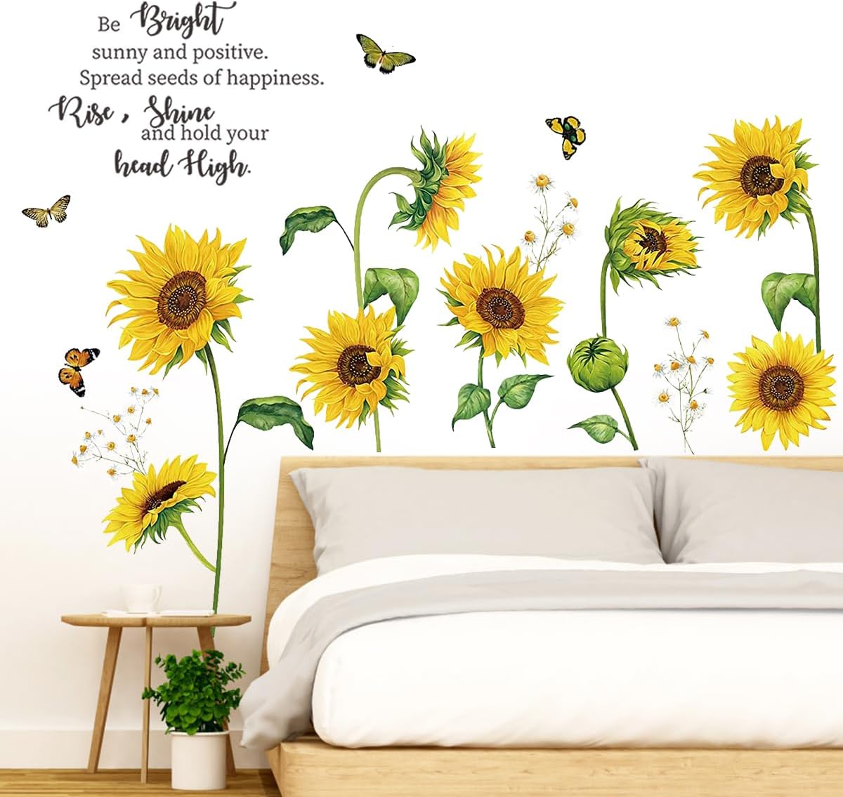 Sunflower Wall Stickers, ZONITOK Inspirational Quotes Sunflower Wall ...