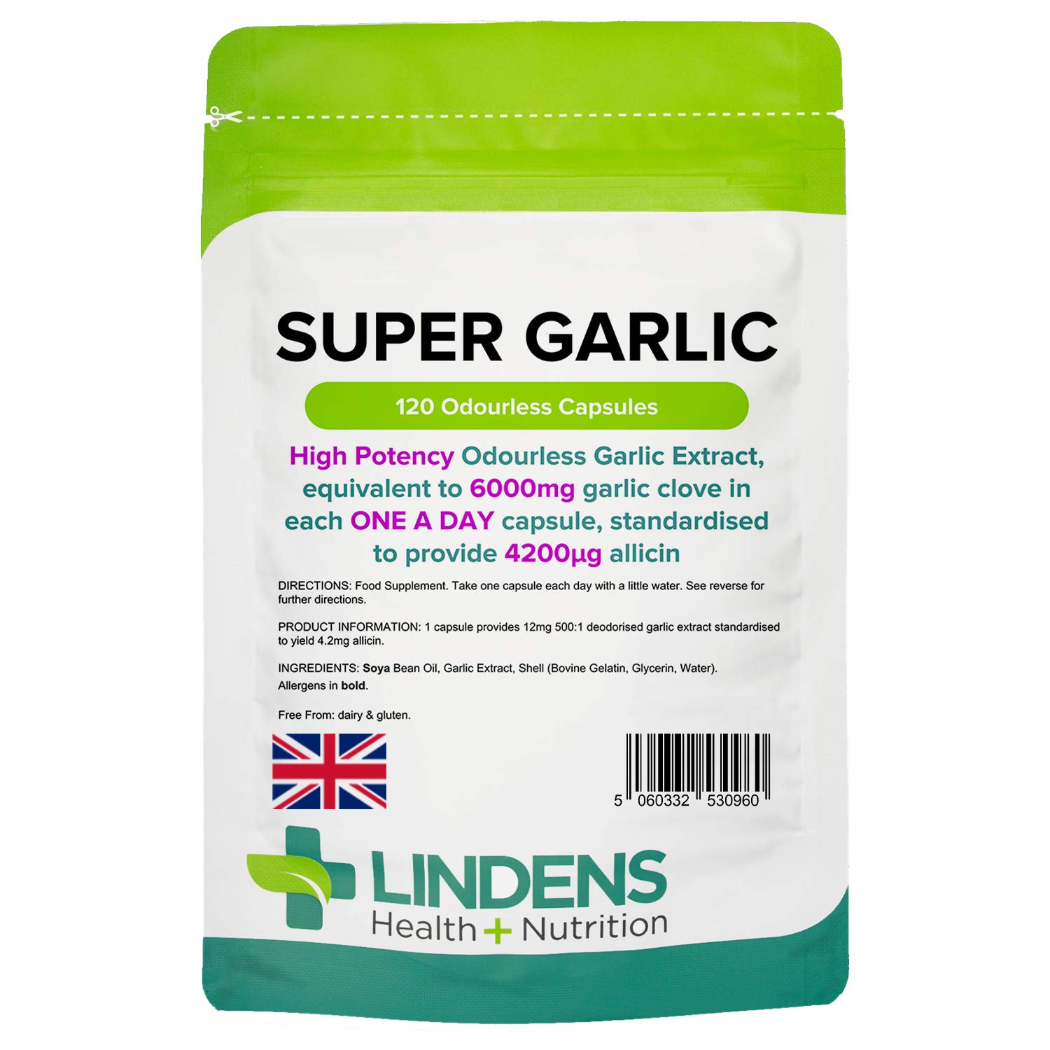 Lindens Super Garlic 6000mg High Strength Capsules | 120 Pack | High ...
