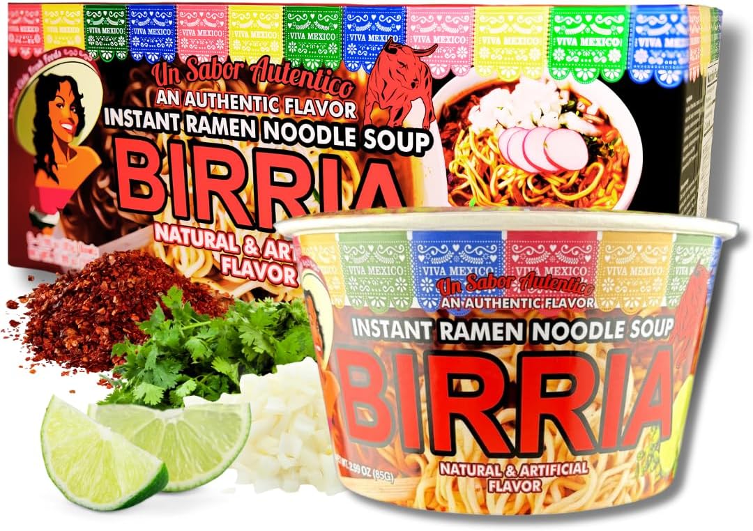 Amazon.com: Birria Instant Ramen Noodle Soup, Authentic Mexican ...