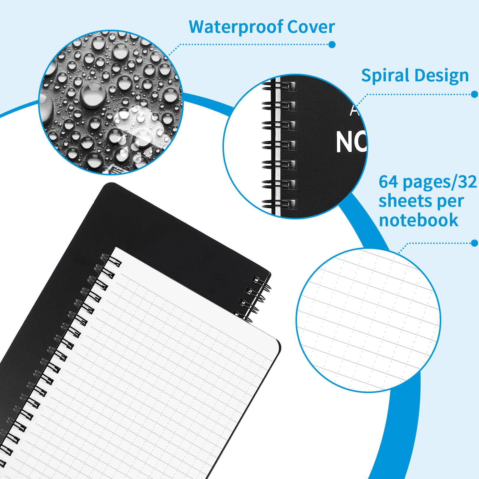 Snapklik.com : Waterproof Notebook, 5 X 7 Spiral Notebook, Weatherproof ...
