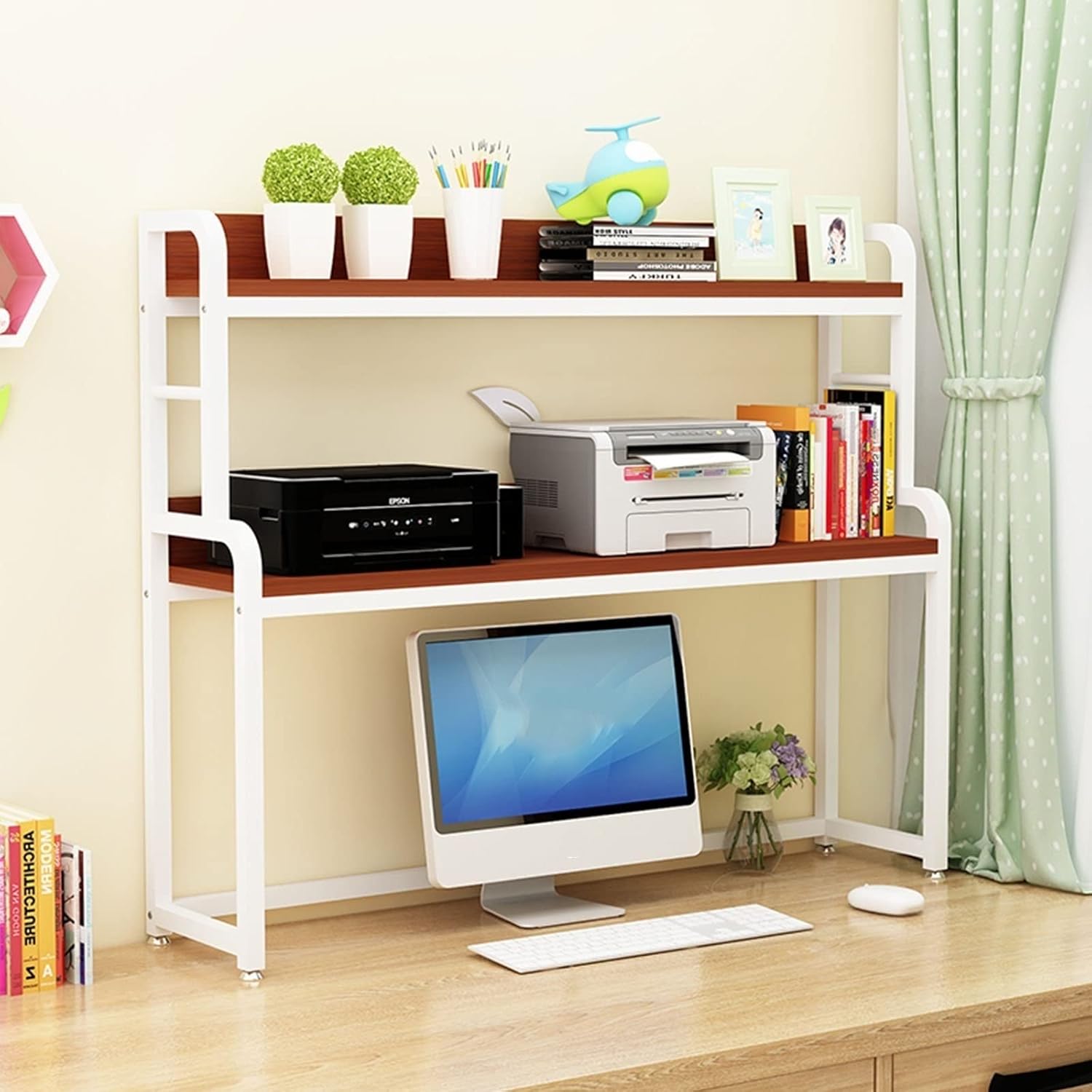 Amazon.com: GUODDM Desk Shelf Organizer - Desktop Bookshelf Metal, Desk ...