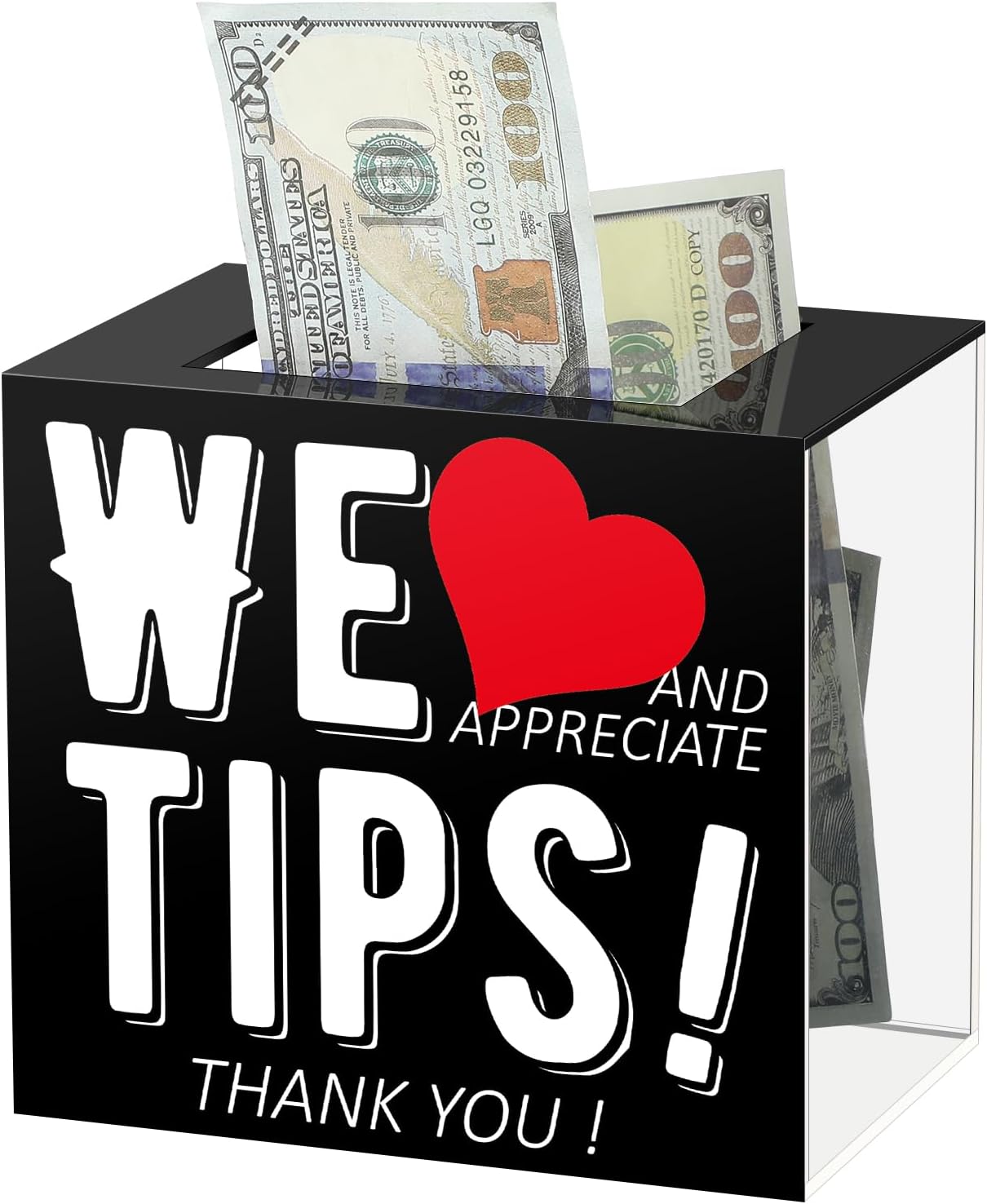 Amazon.com: Beeveer Acrylic Tip Jar for Bartender Bars 6 x 4 x 5 Inch Tip Collection Box ...