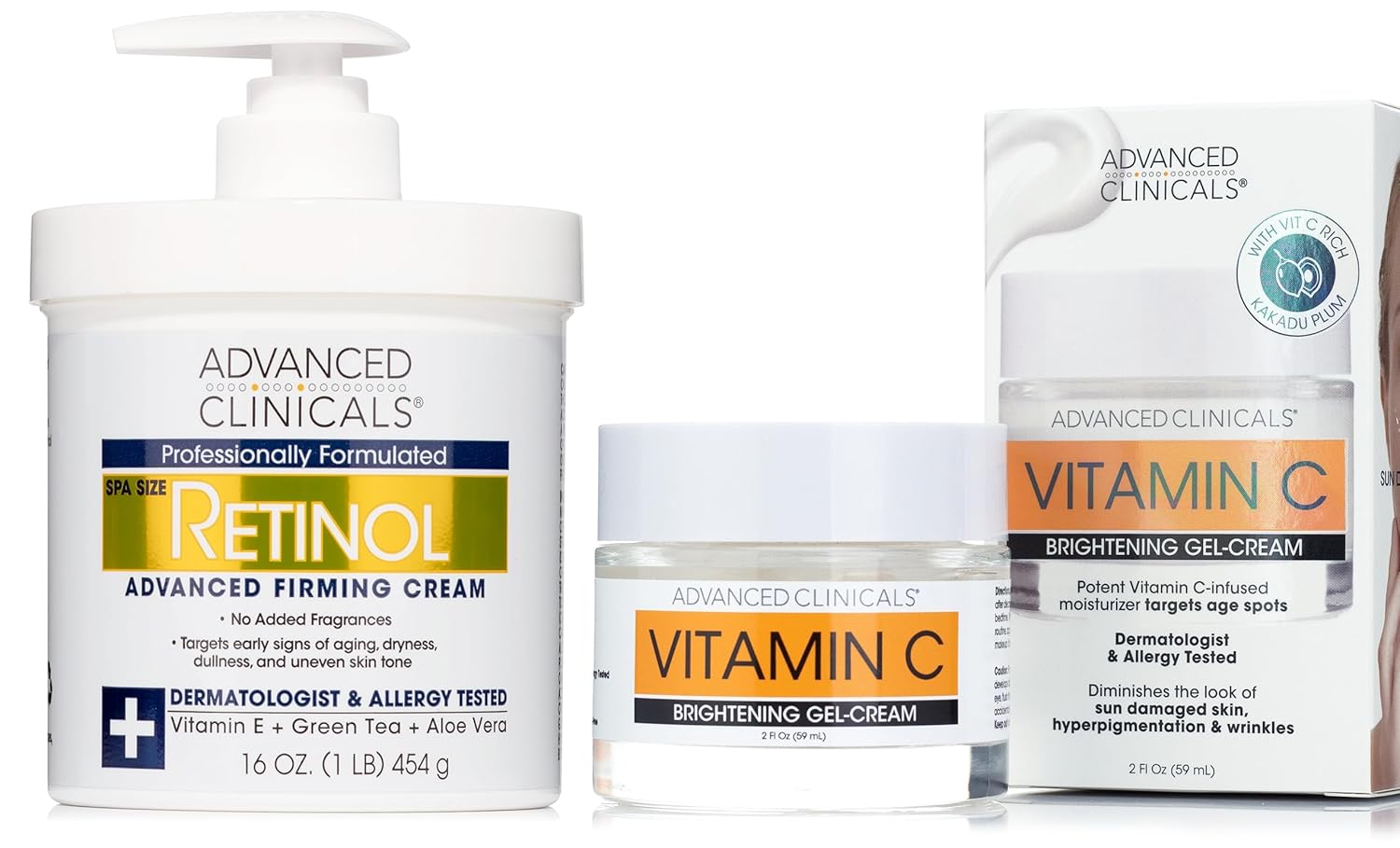 Amazon.com: Advanced Clinicals Retinol Firming Cream + Vitamin C Face ...