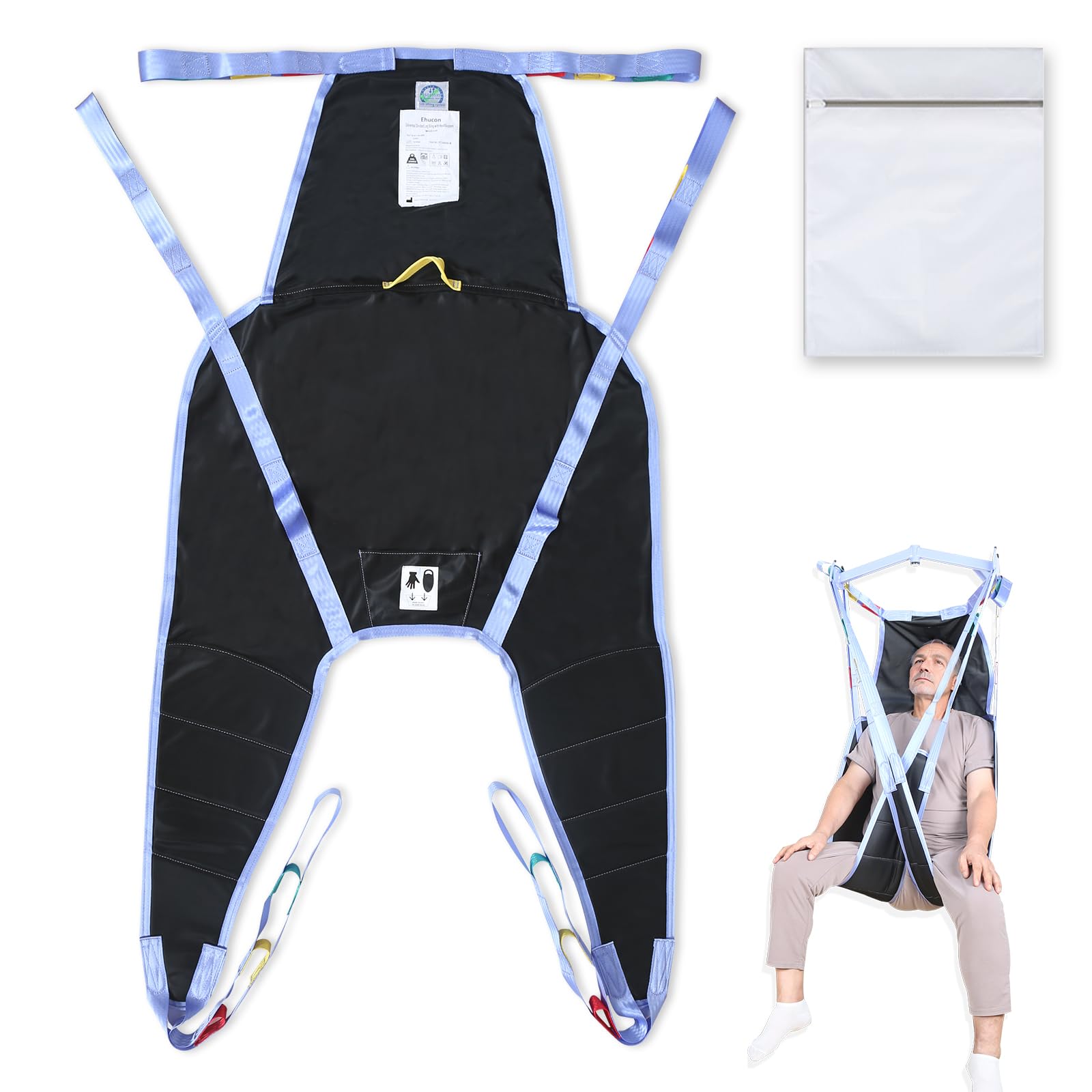 Patient Lift Sling Universal Divided Leg With Head Support - U-Shape ...