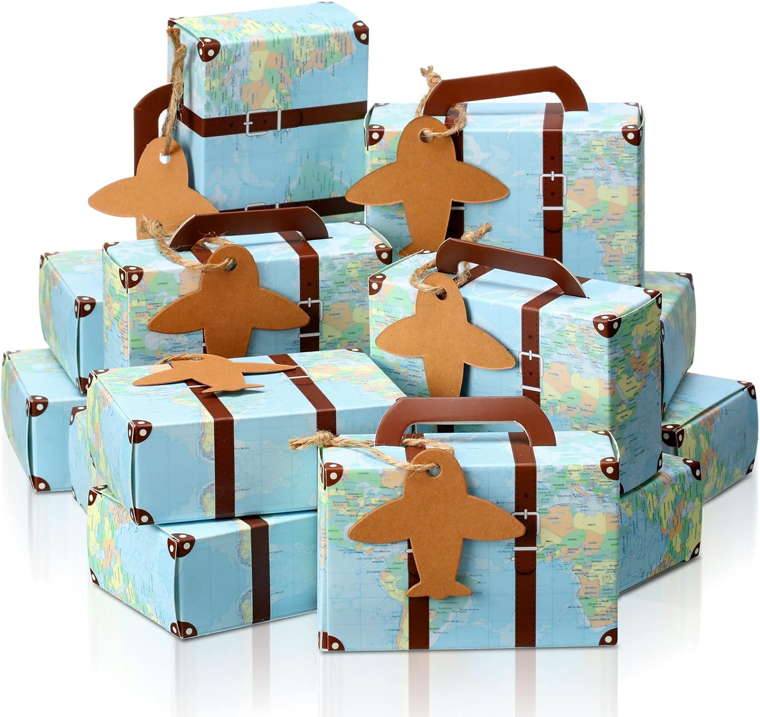 Amazon.com: Mini Suitcase Favor Box World Map Party Favor Candy Box ...