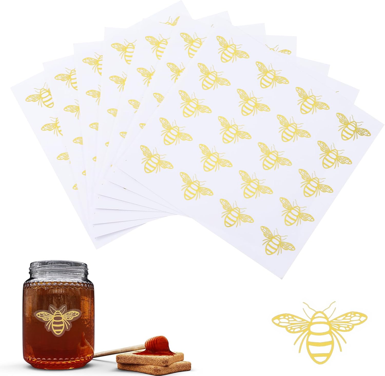 Amazon.com : YBEATY 480Pcs Bee Stickers Bee Gold Foil Stickers Gold ...